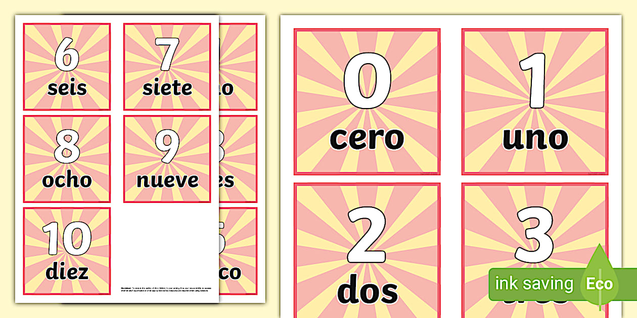 👉 Spanish Numbers To 10 Flashcards, Spanish Numbers