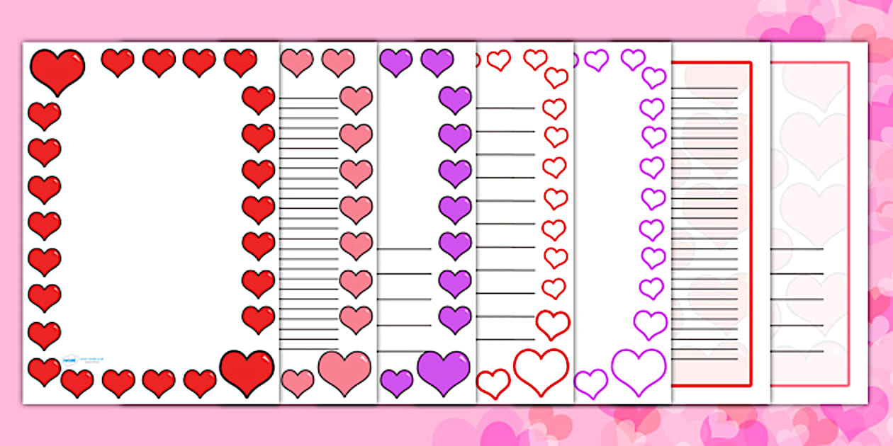 Valentine's Day Page Borders (A4) (teacher made) - Twinkl