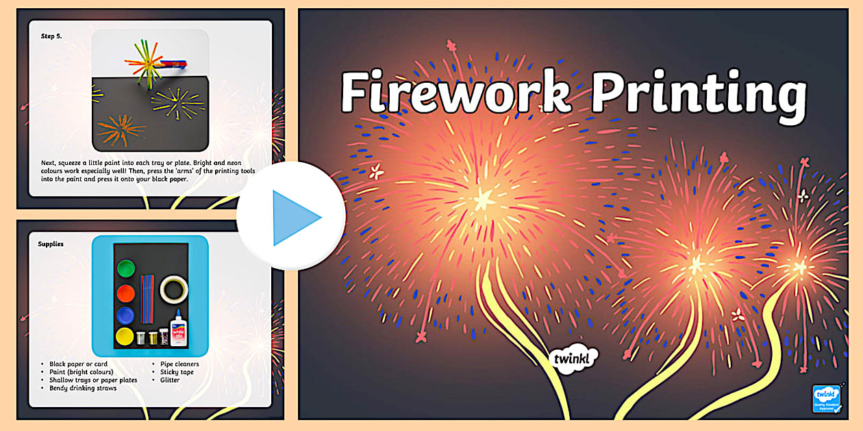 Firework Printing Craft Instructions PowerPoint - Twinkl