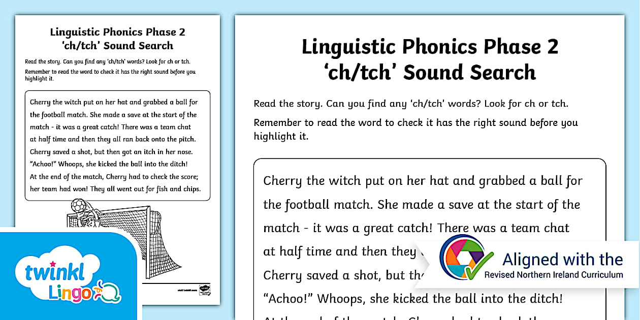 Linguistic Phonics Phase 2 ‘ch/tch’ Sound Search Activity