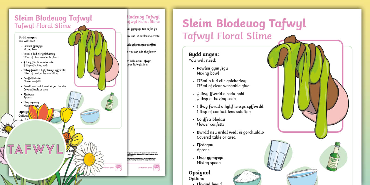 Gweithgaredd Tafwyl Activity: Cyfarwyddiadau Creu Sleim/Making Slime