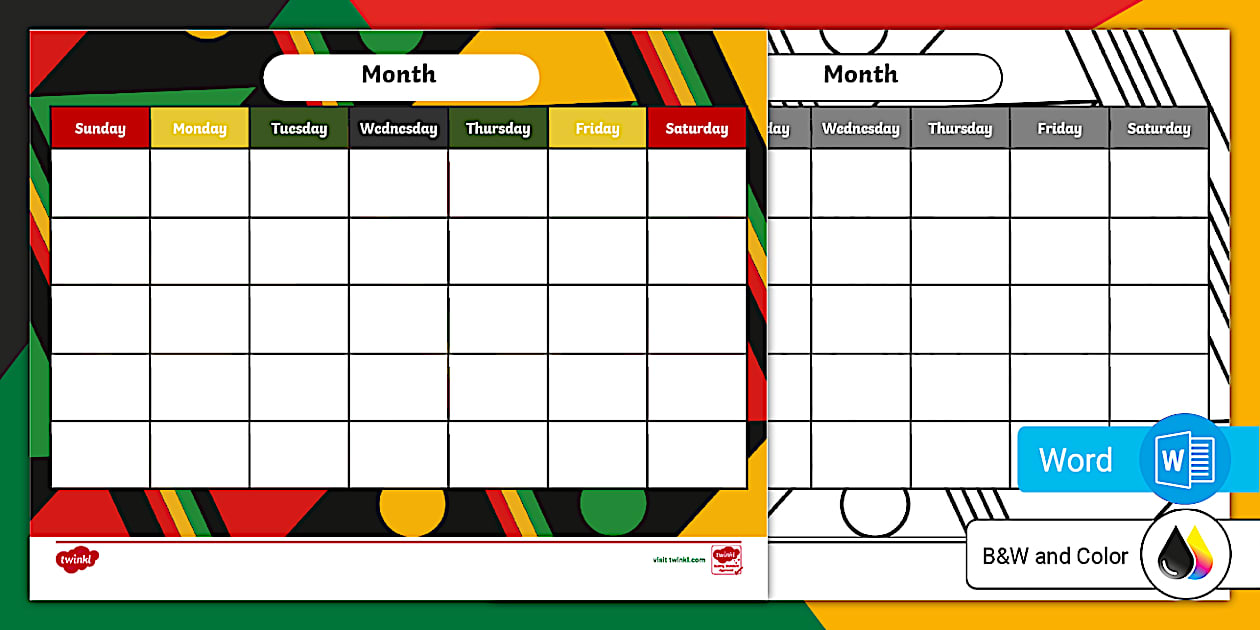 Black History Month Calendar for 6th-8th Grade | Twinkl USA