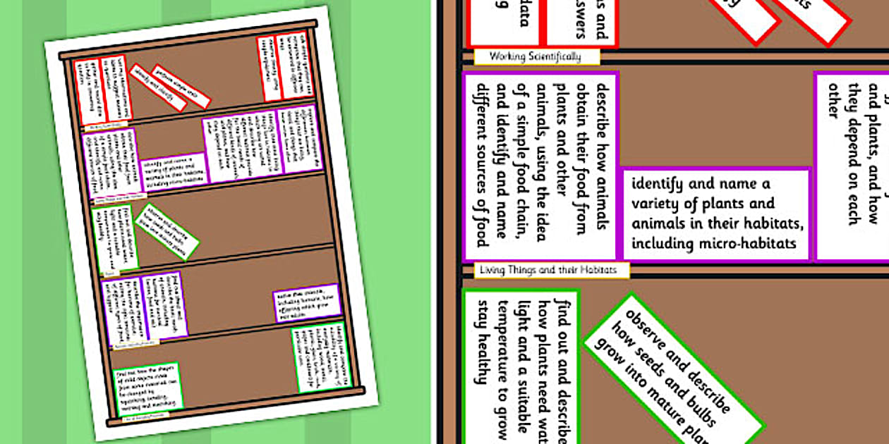 2014 National Curriculum Year 2 Science Assessment Targets Colouring