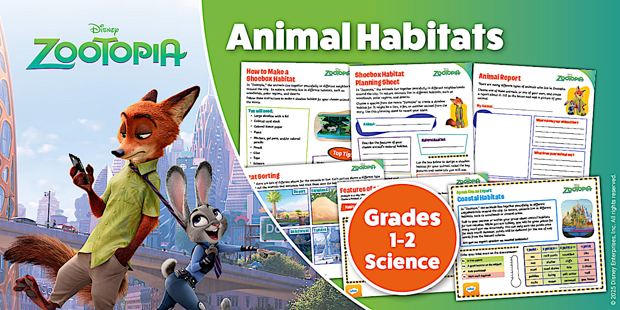 Zootopia: Animal Habitats Activity Pack for 1st-2nd Grade
