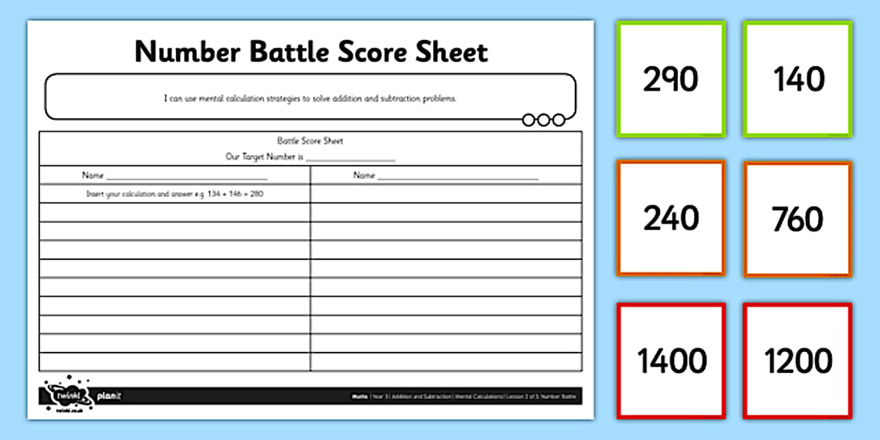 Year 5 Mental Maths Strategies Number Battle Pack - Twinkl