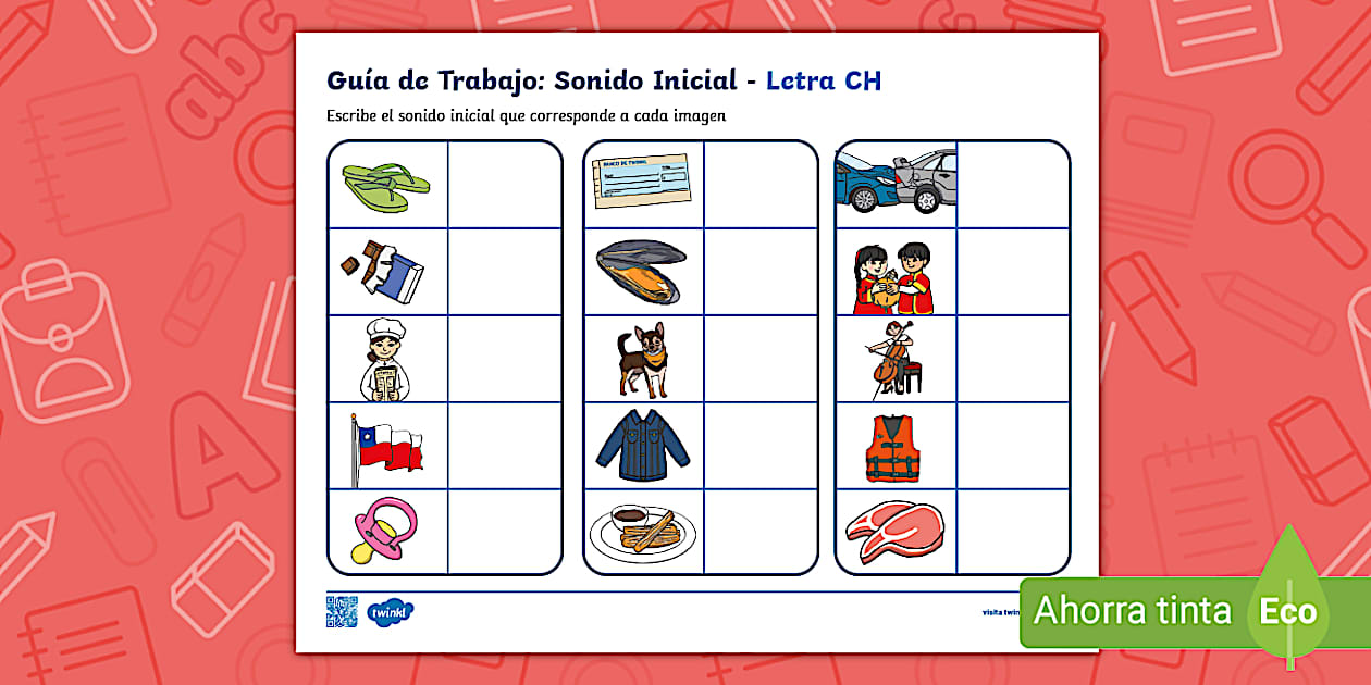 Guía de Trabajo: Sonido Inicial - Letra CH