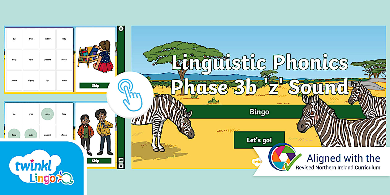 Linguistic Phonics Phase 3b 'z' Sound Bingo Game