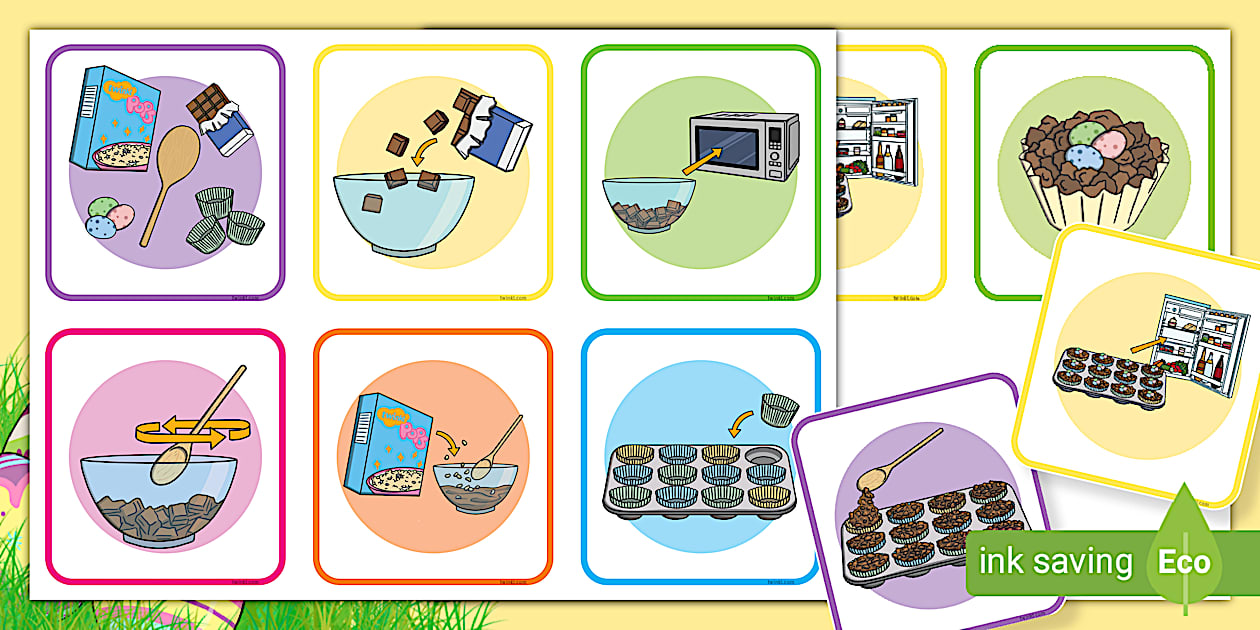 Black and White 5 Step Sequencing Cards: Making Rice Crispy Cakes