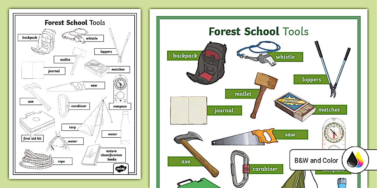 Forest School Tools Poster (teacher made) - Twinkl