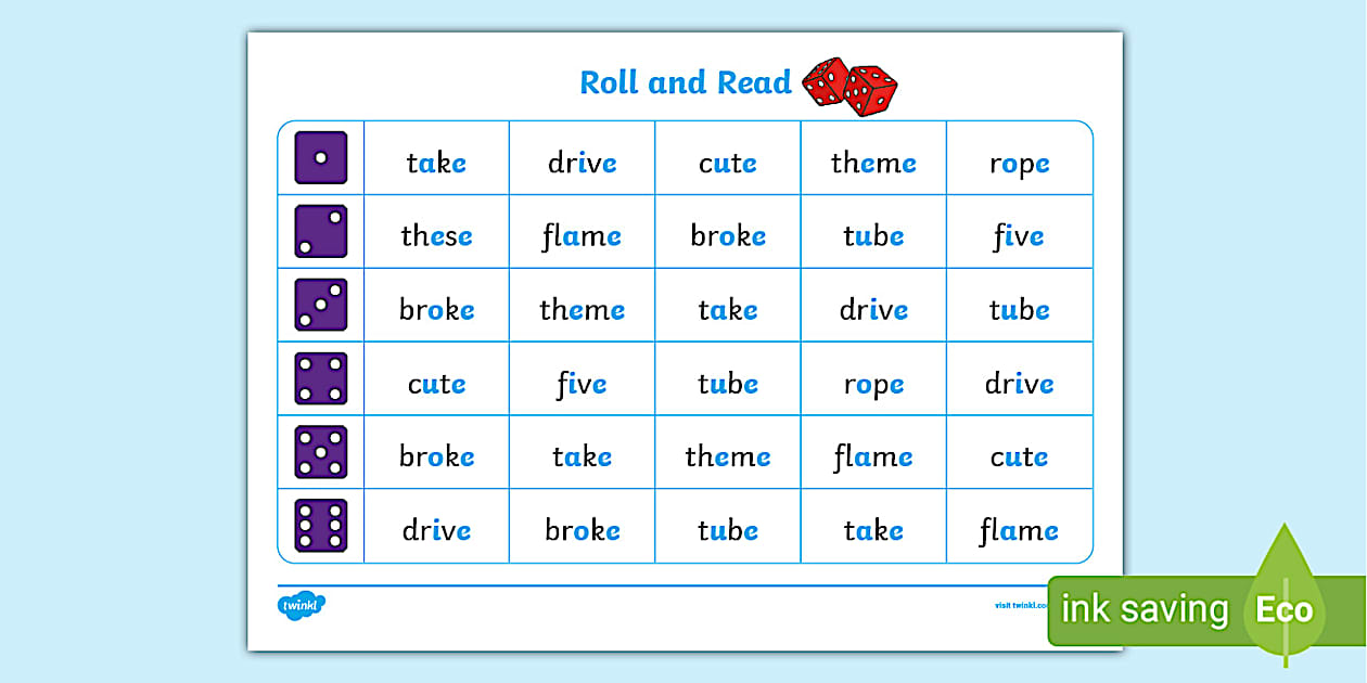 Roll and Read Mat - Split Digraphs (teacher made) - Twinkl