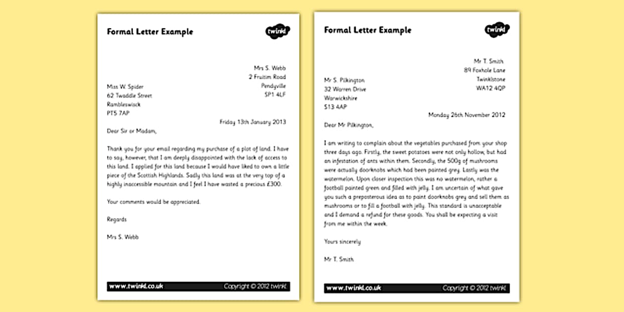 Editable Formal Letter Examples (teacher made) - Twinkl