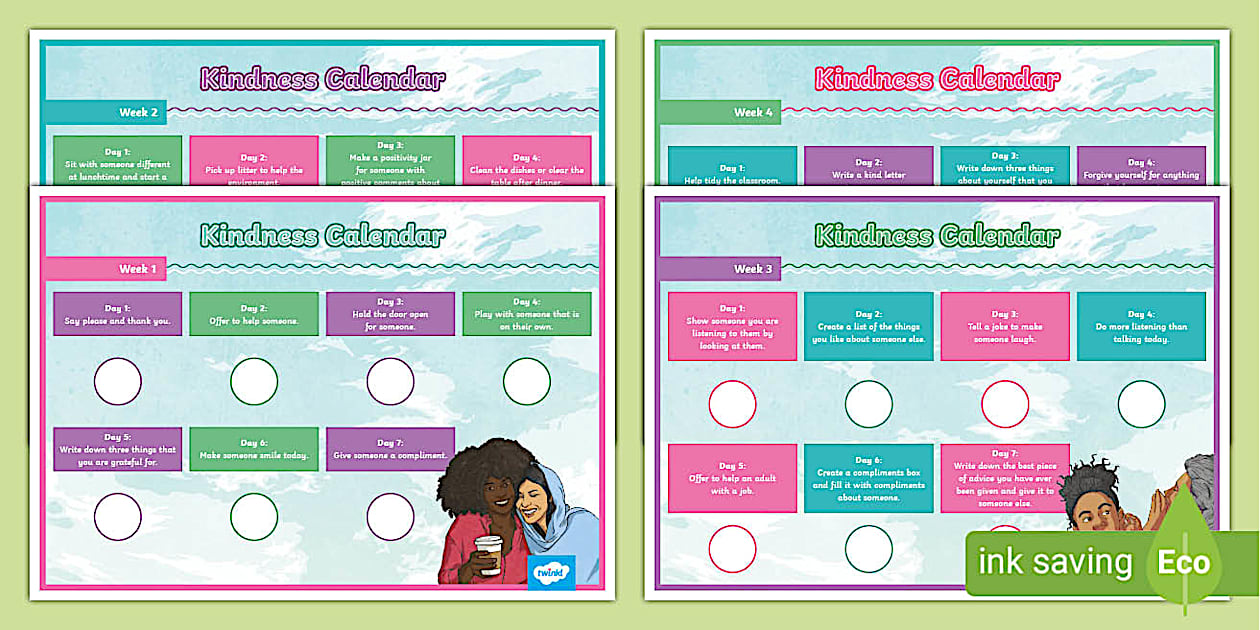 Random Acts of Kindness Week: Kindness Calendar - Twinkl