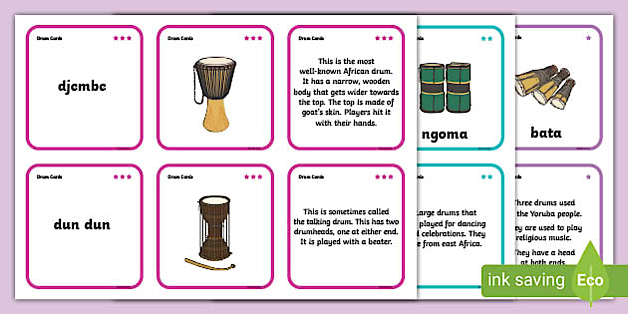 👉 KS1 African Drums Matching Activity Cards