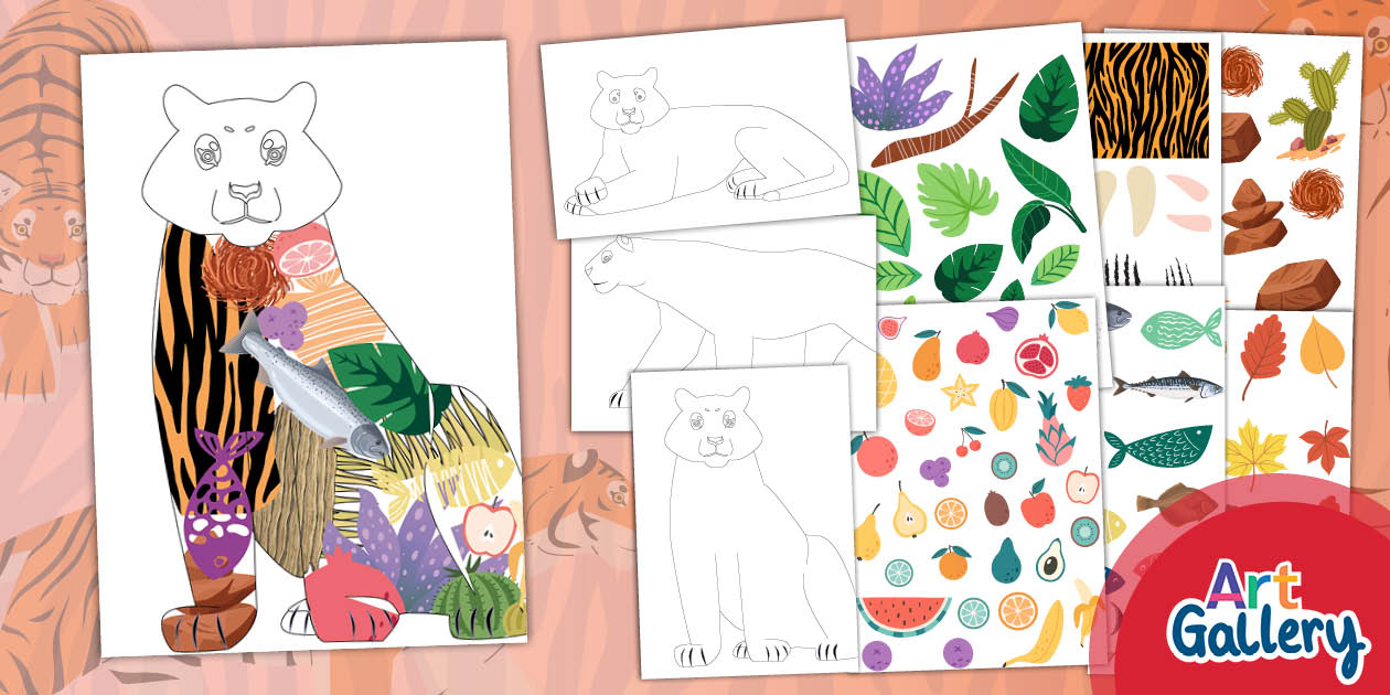 Tiger Collage Activity (teacher made) - Twinkl