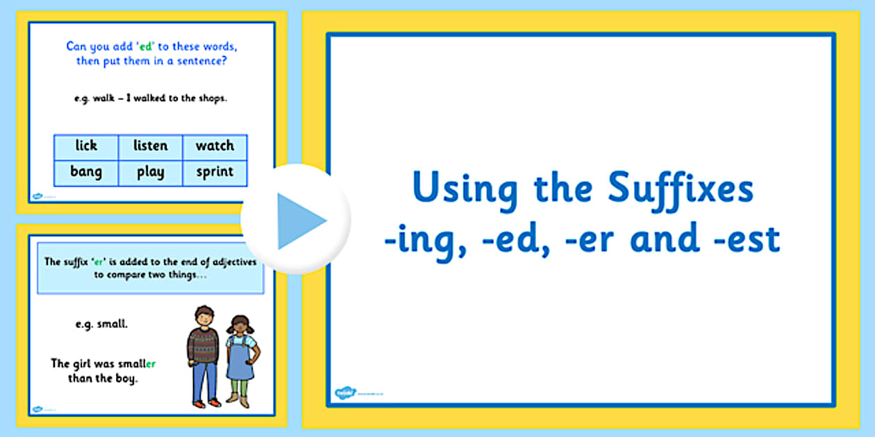Using the Suffixes ing er est and ed Lesson Teaching PowerPoint