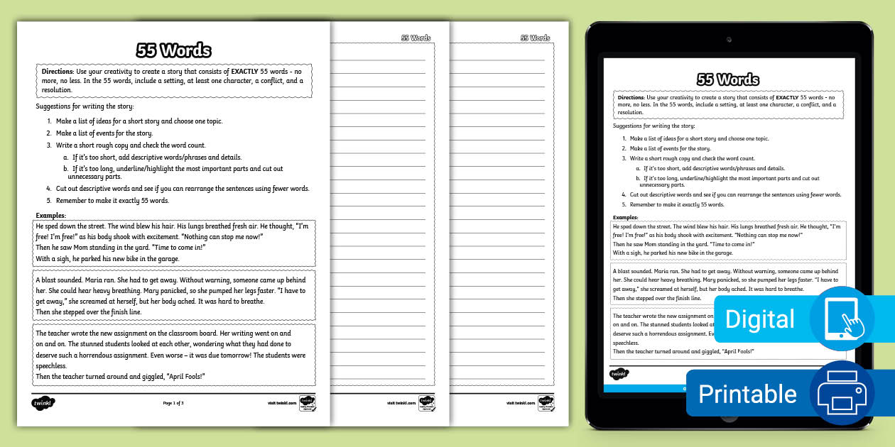 Eighth Grade 55 Words Writing Worksheet (teacher made)