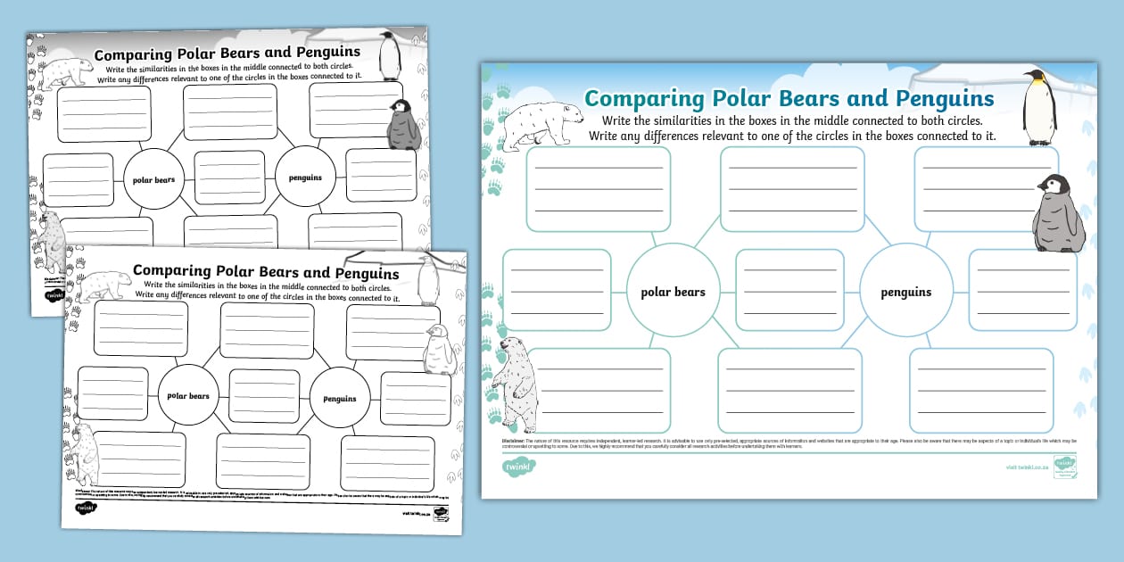 Polar Bears and Penguins Comparison Mind Map