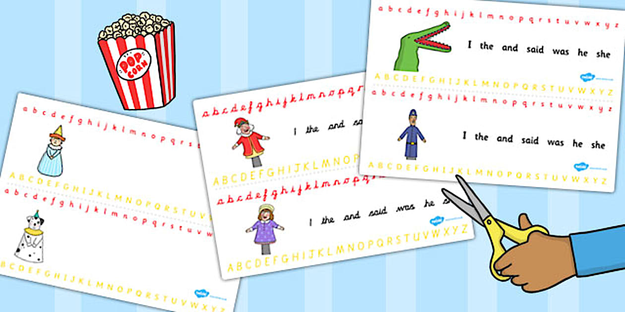 Cursive Punch and Judy Alphabet Strips (professor feito)