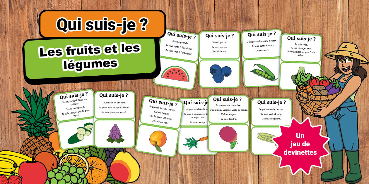 Qui suis-je ? : Les fruits et les légumes (teacher made)