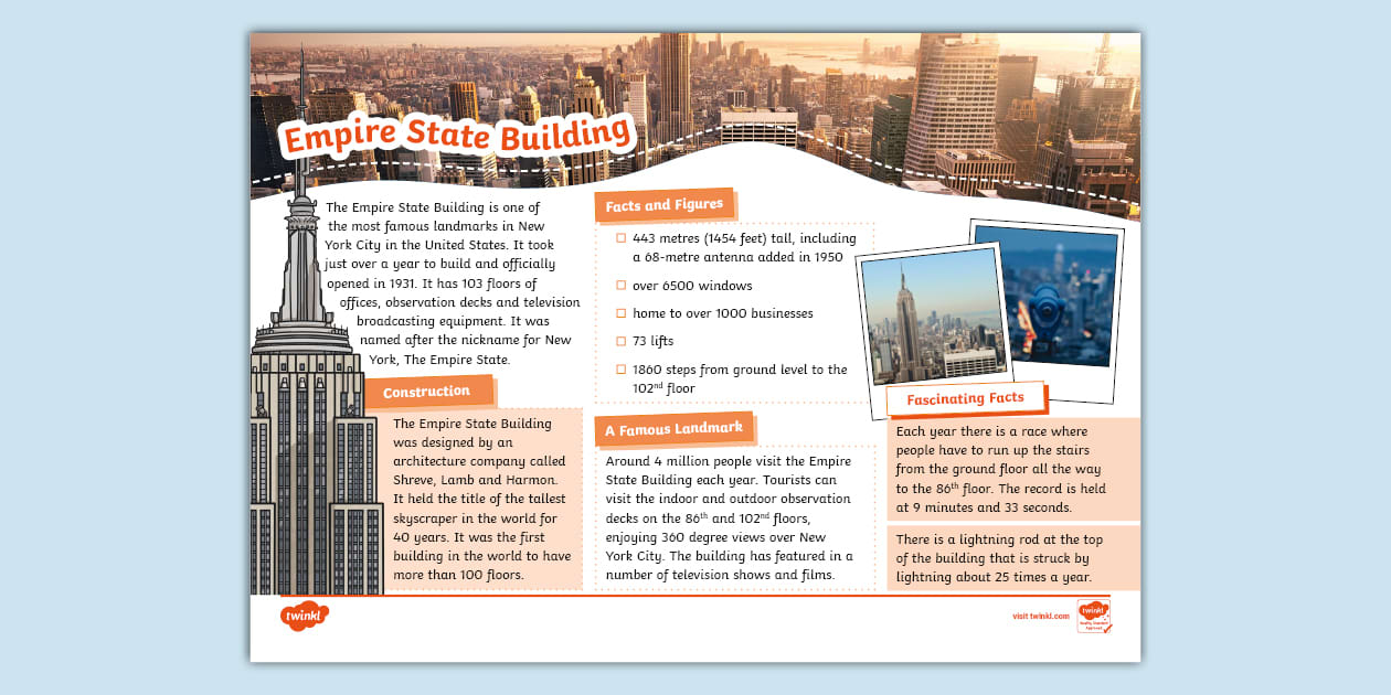 KS2 The Empire State Building Fact File (teacher made)