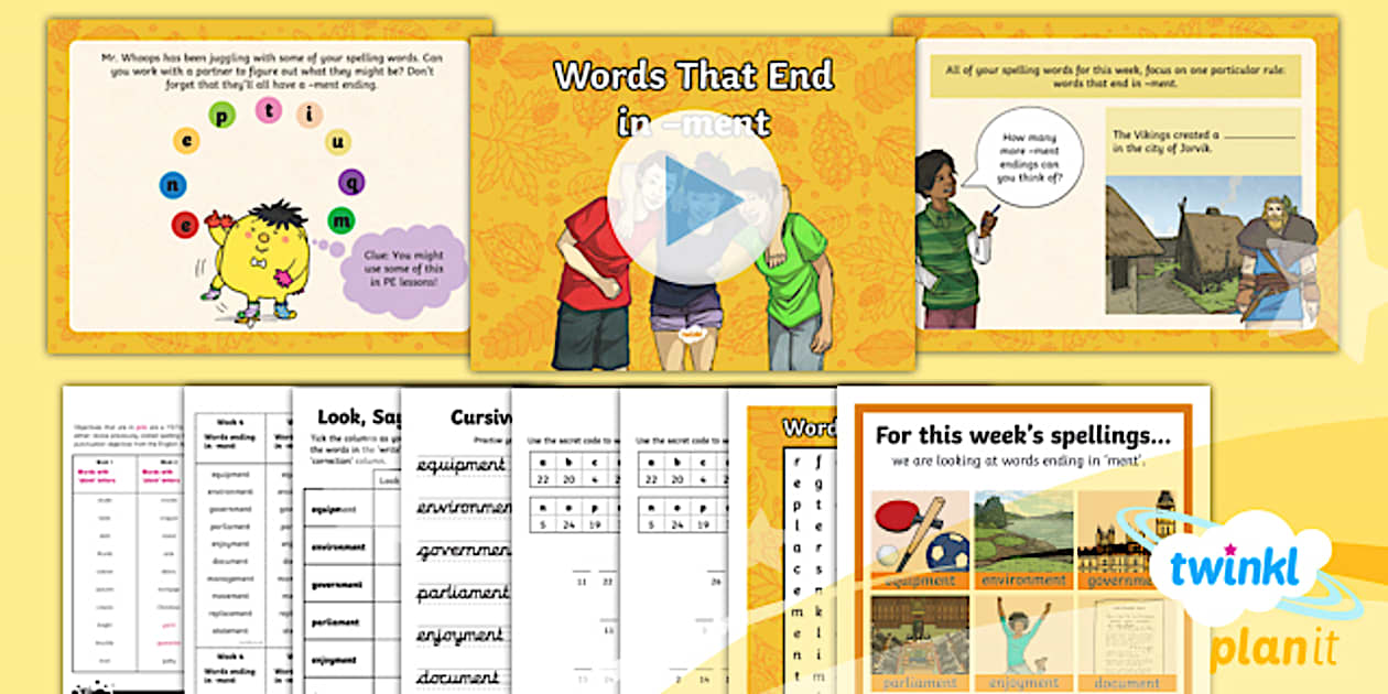 PlanIt Y5 Term 1B W4: 'ment' Endings Spelling Pack - Twinkl