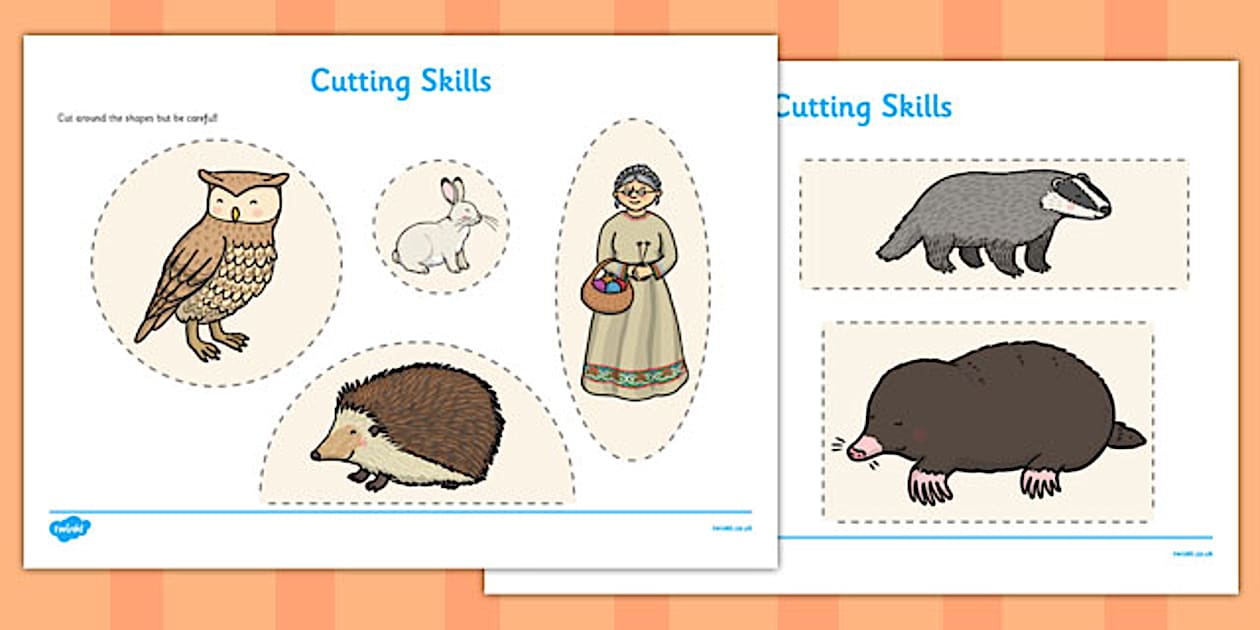 Black and White The Mitten Cutting Skills Worksheet - Twinkl