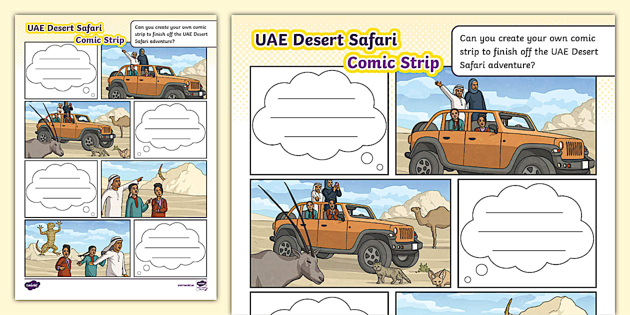 UAE Desert Safari Comic Strip Activity Sheet
