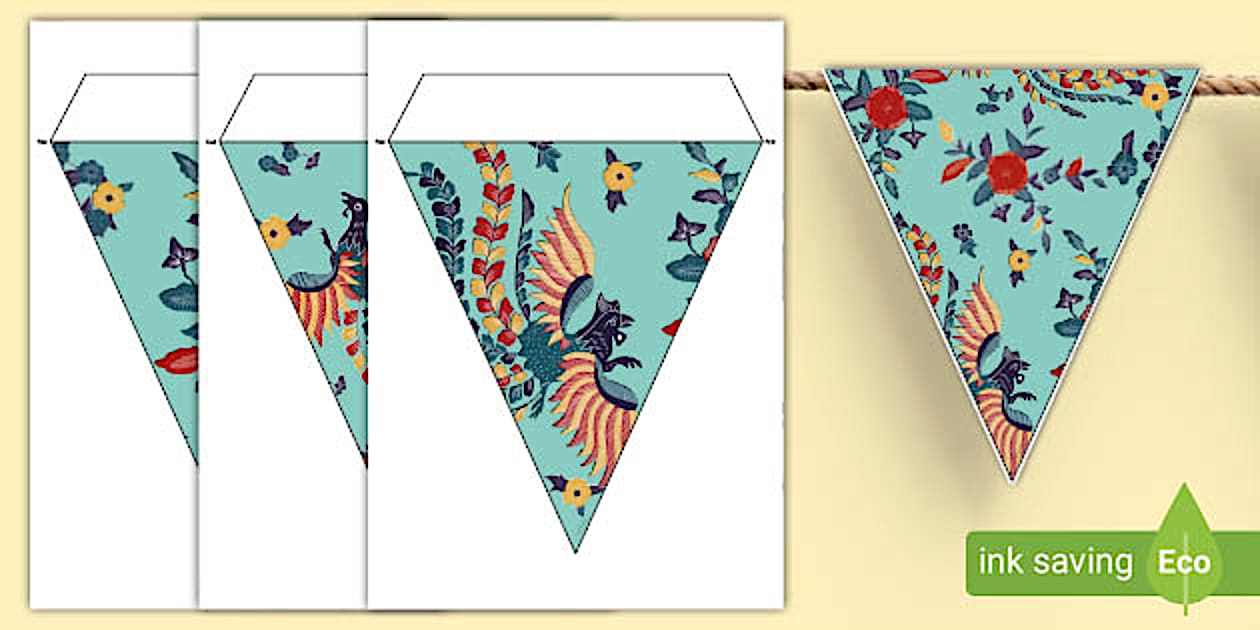 Cendrawasih Batik Bird Bunting (teacher made) - Twinkl