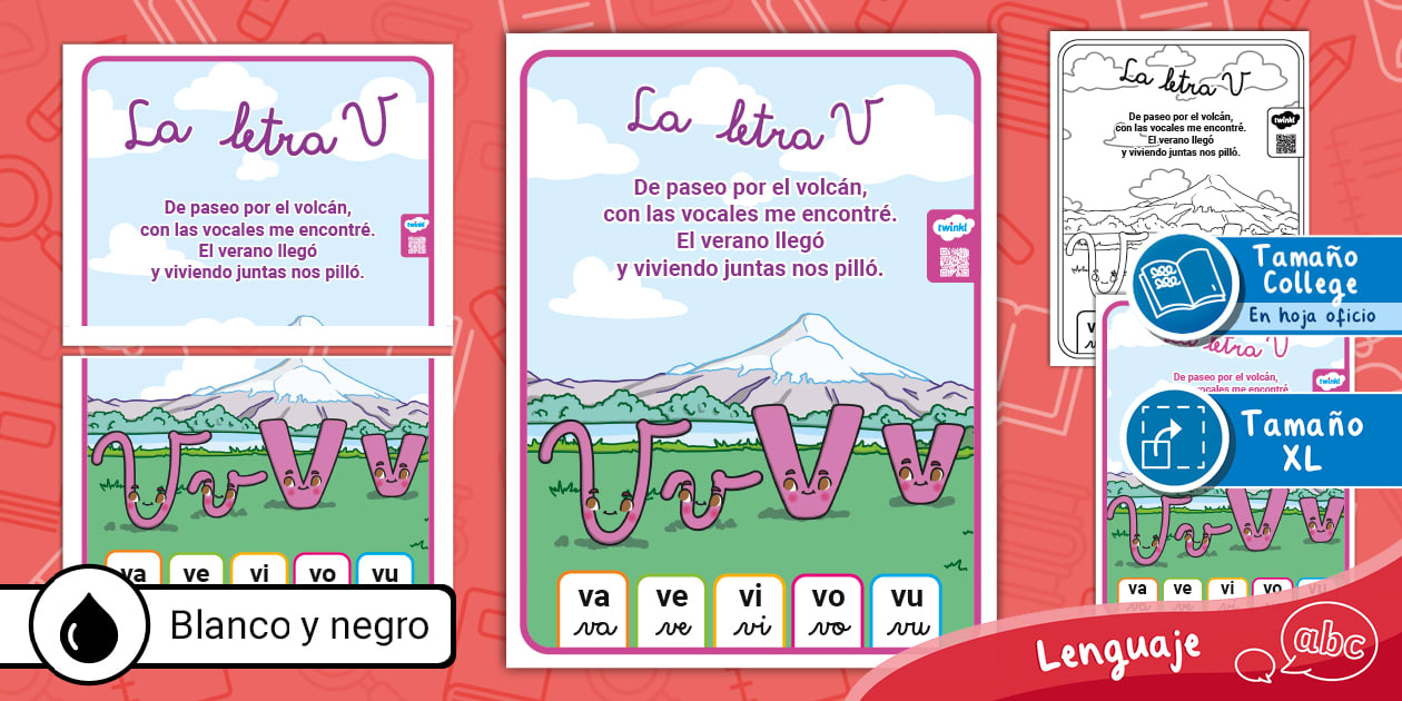 Póster | Va Ve Vi Vo Vu | Familia Letra V | Sílabas