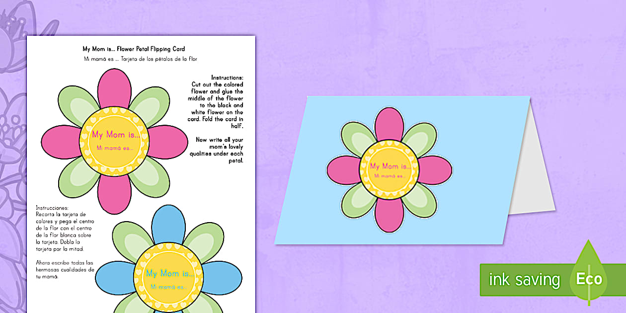 Mother's Day Flap Flower Card Craft English/Spanish - Mothers Day Flap ...
