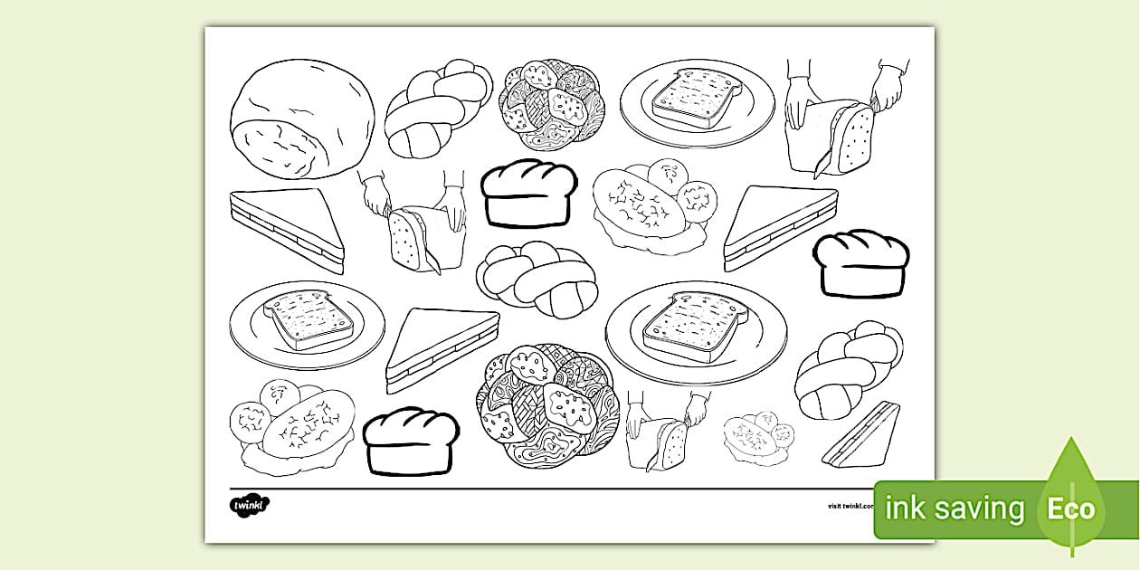 Bread Colouring Page (teacher made) - Twinkl