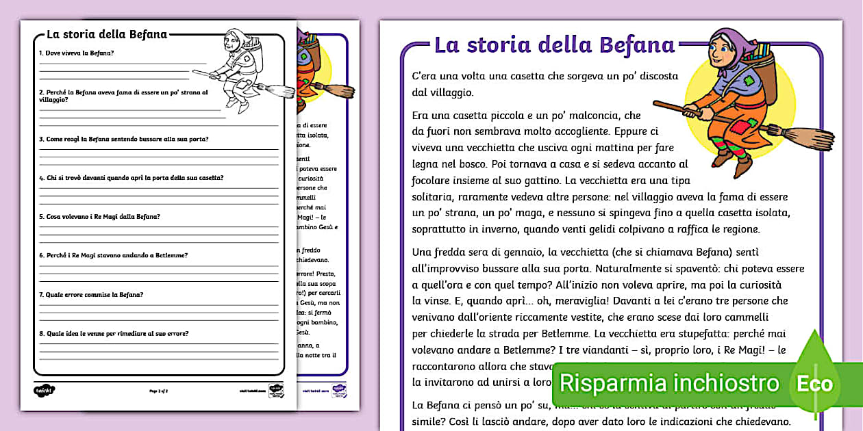La Befana: Lettura e Comprensione | Scuola Primaria - Twinkl