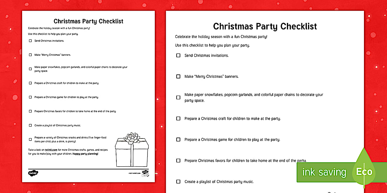 Christmas Party Checklist (teacher made) - Twinkl