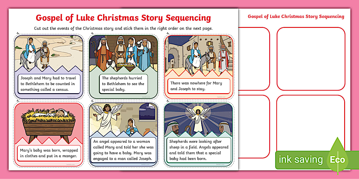 Gospel of Luke Christmas Story Sequencing Activity - Twinkl