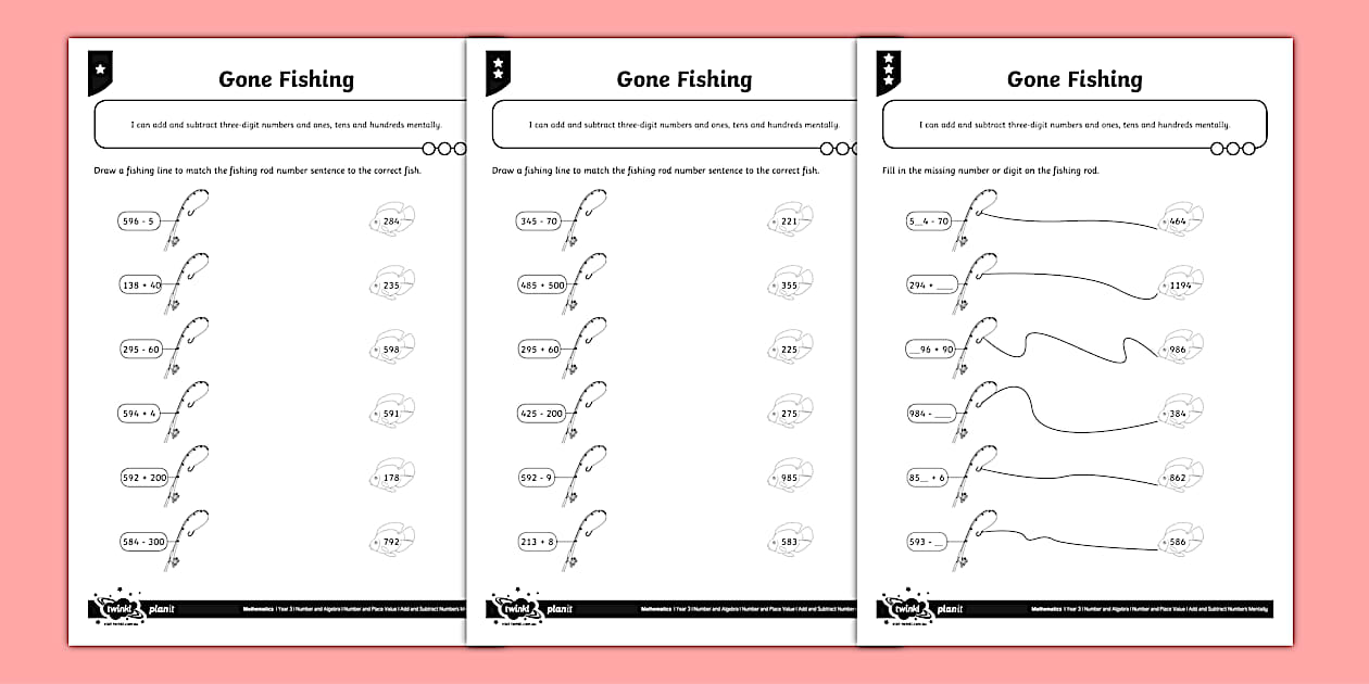 PlanIt Maths Y3 Addition and Subtraction Gone Fishing Differentiated Home