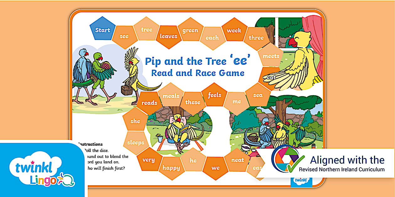 Pip and the Tree 'ee' Read and Race Game (teacher made)
