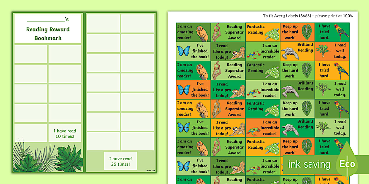 Editable KS2 Rainforest Themed Reading Sticker Reward Charts