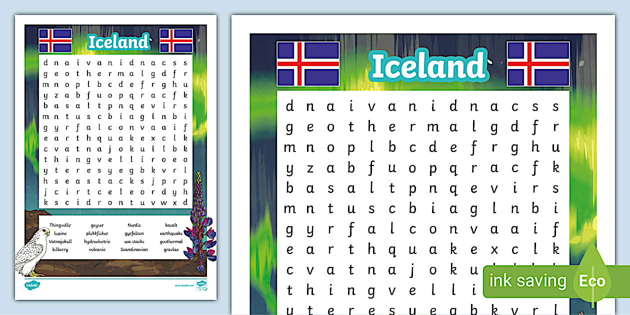 KS2 Iceland Word Search - Geography - Europe (Teacher-Made)