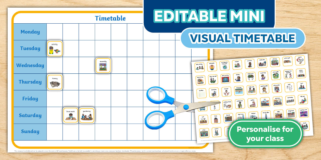 Editable Timetable for Visual Support