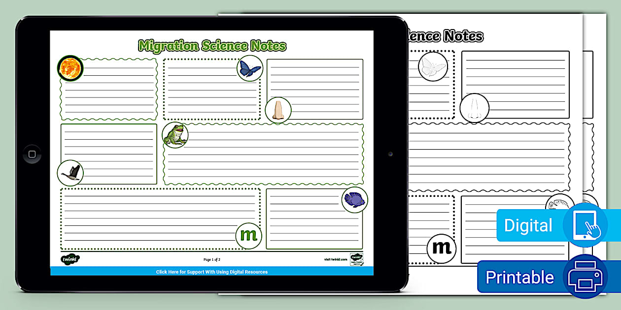 Migration Science Notes Graphic Organizer for 6th-8th Grade