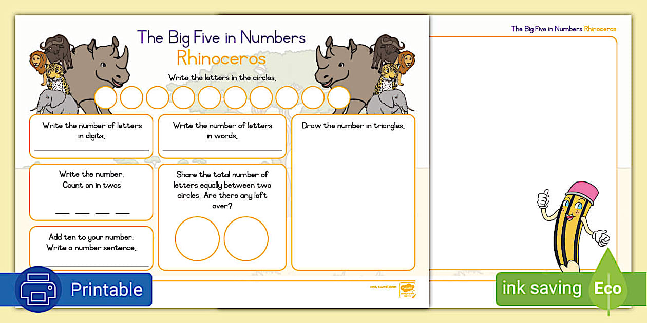 Grade 2 Maths: Describing Numbers: Rhino (Teacher-Made)