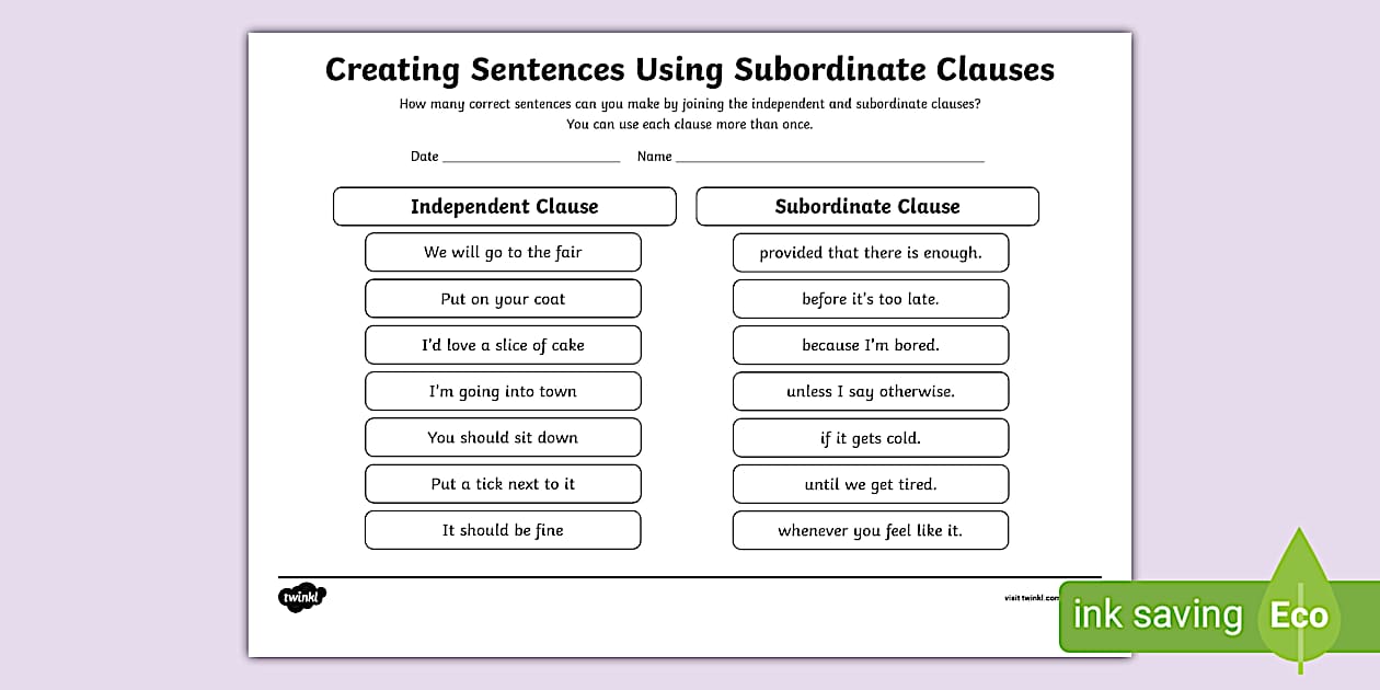 Editable Creating Sentences Using an Independent Clause Followed by a
