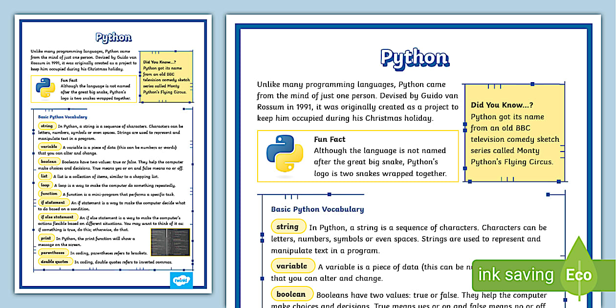 Python Display Poster - Twinkl - Computing UK (teacher made)