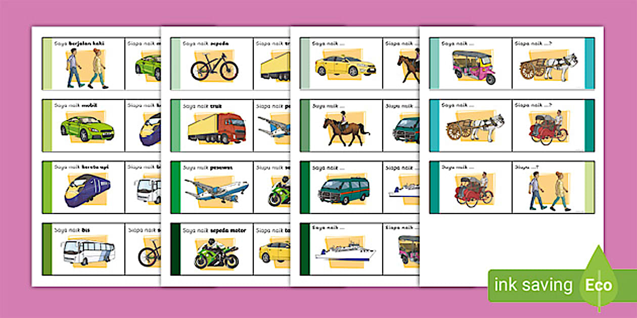 Transport Loop Cards Indonesian (teacher made) - Twinkl