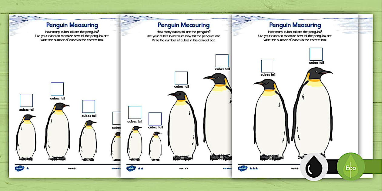 Penguin Measuring with Cubes Differentiated Worksheet