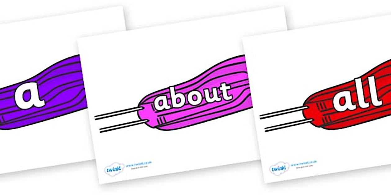 100 High Frequency Words on Sledges (Teacher-Made) - Twinkl