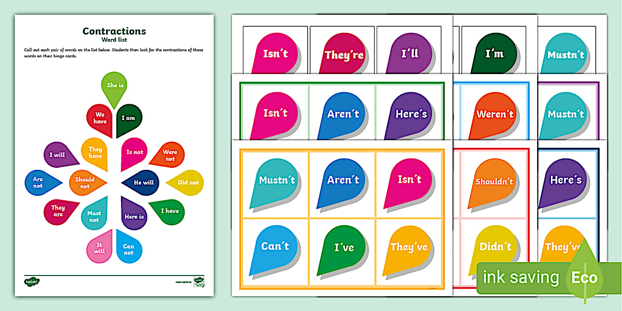Contractions Bingo (Teacher-Made) - Twinkl