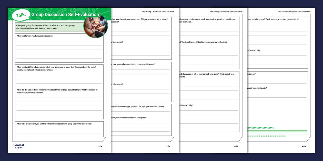 Talk: Group Discussion Self-Evaluation - Twinkl