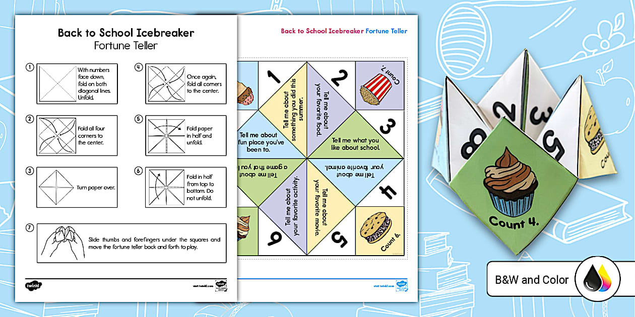 Back to School Icebreaker Fortune Teller for K-2nd Grade
