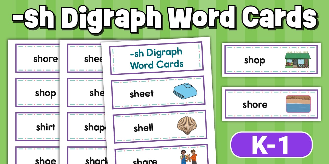 sh- Digraph Word Cards